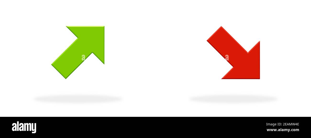 Arrows up and down with green and red color Stock Photo - Alamy