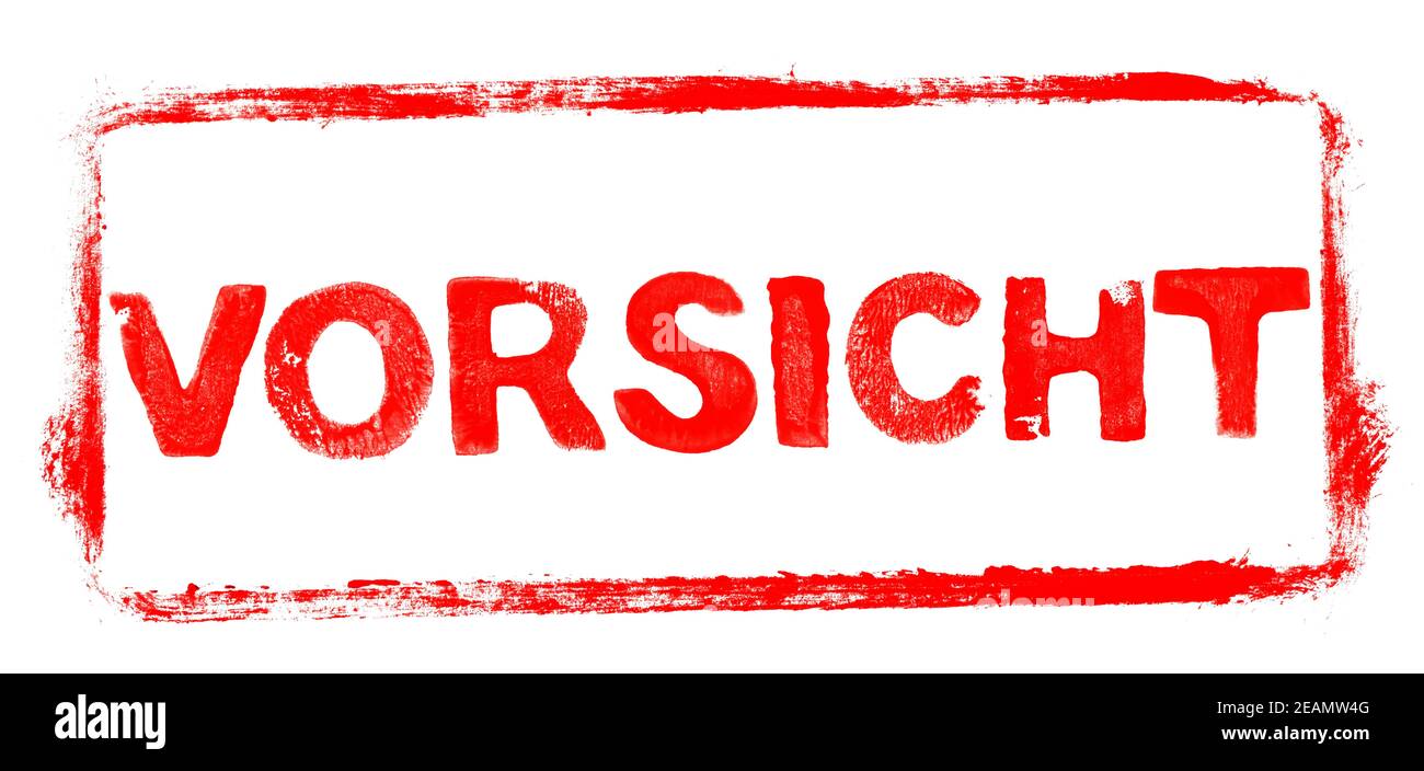 Red stencil frame: Attention banner in german language Stock Photo - Alamy