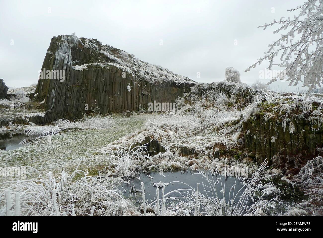 winter landscape with lake, rocks and frosty trees Stock Photo - Alamy