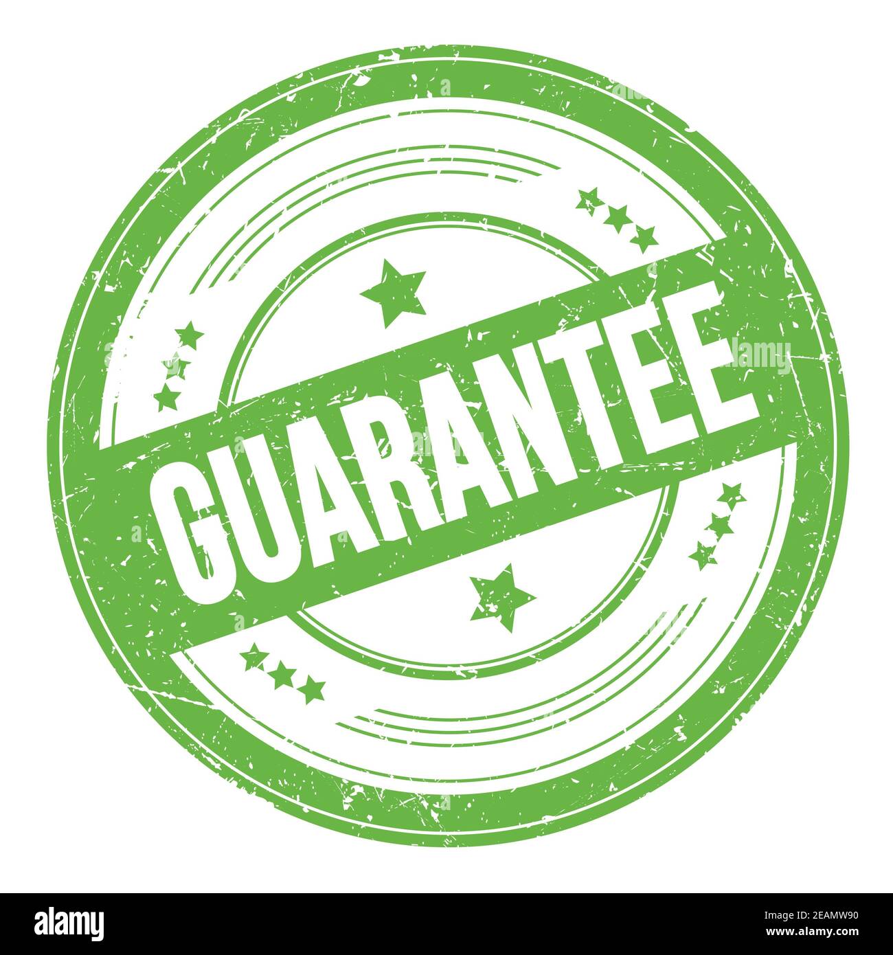 GUARANTEE text on green round grungy texture stamp Stock Photo - Alamy