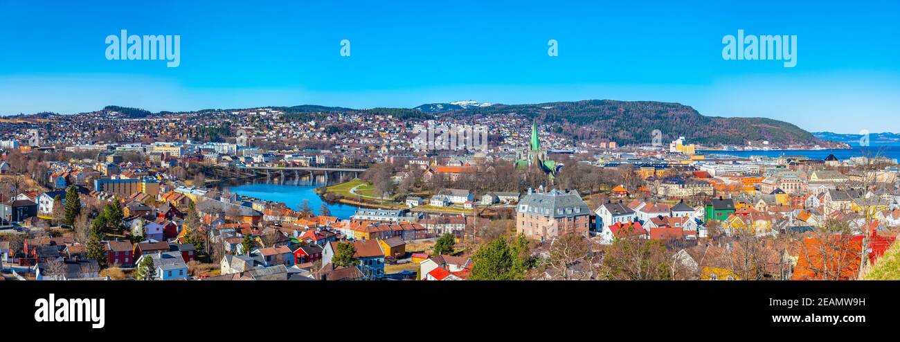 Aerial view of the historical center of Trondheim, Norway Stock Photo ...