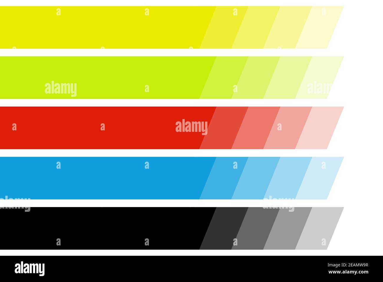 5 empty banners with diagonal color transition Stock Photo - Alamy