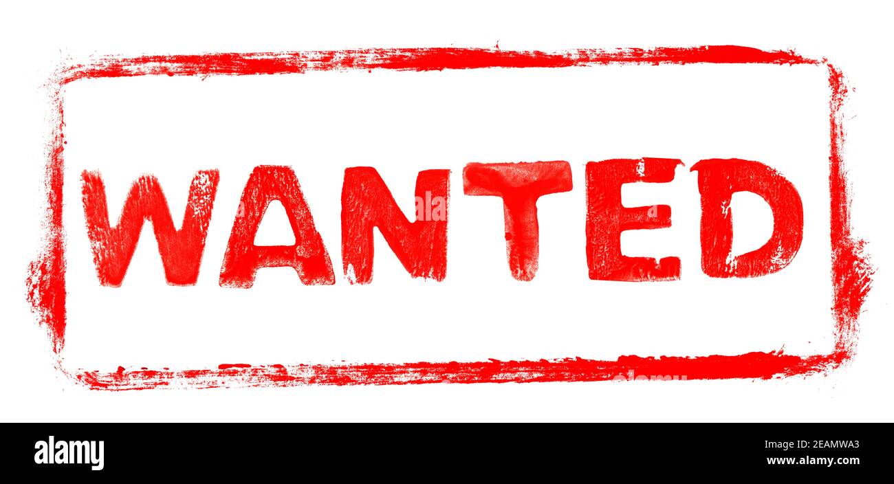 Red stencil frame: Wanted banner Stock Photo - Alamy