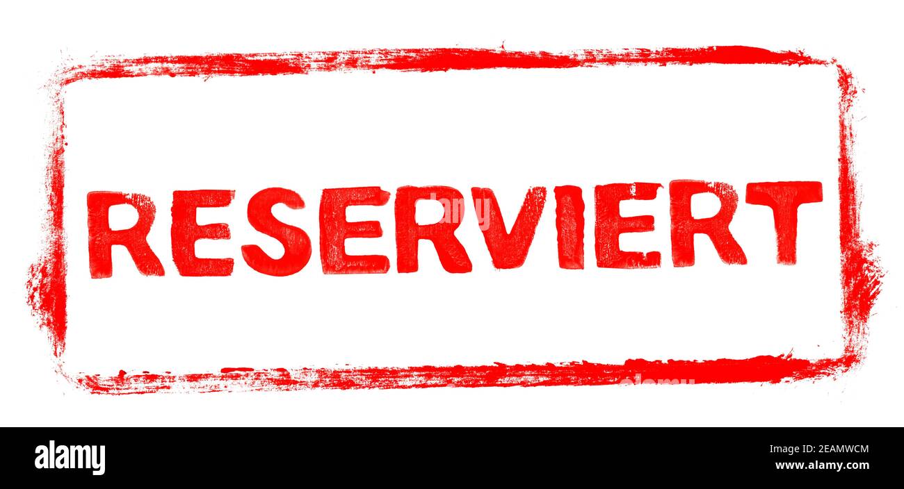 Red stencil frame: Reserved banner in german language Stock Photo - Alamy