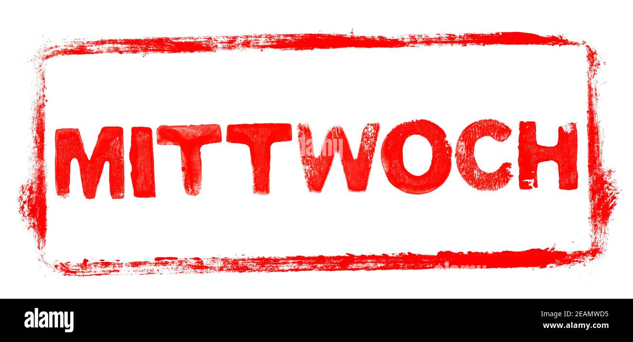 Red stencil frame: Wednesday banner in german language Stock Photo - Alamy