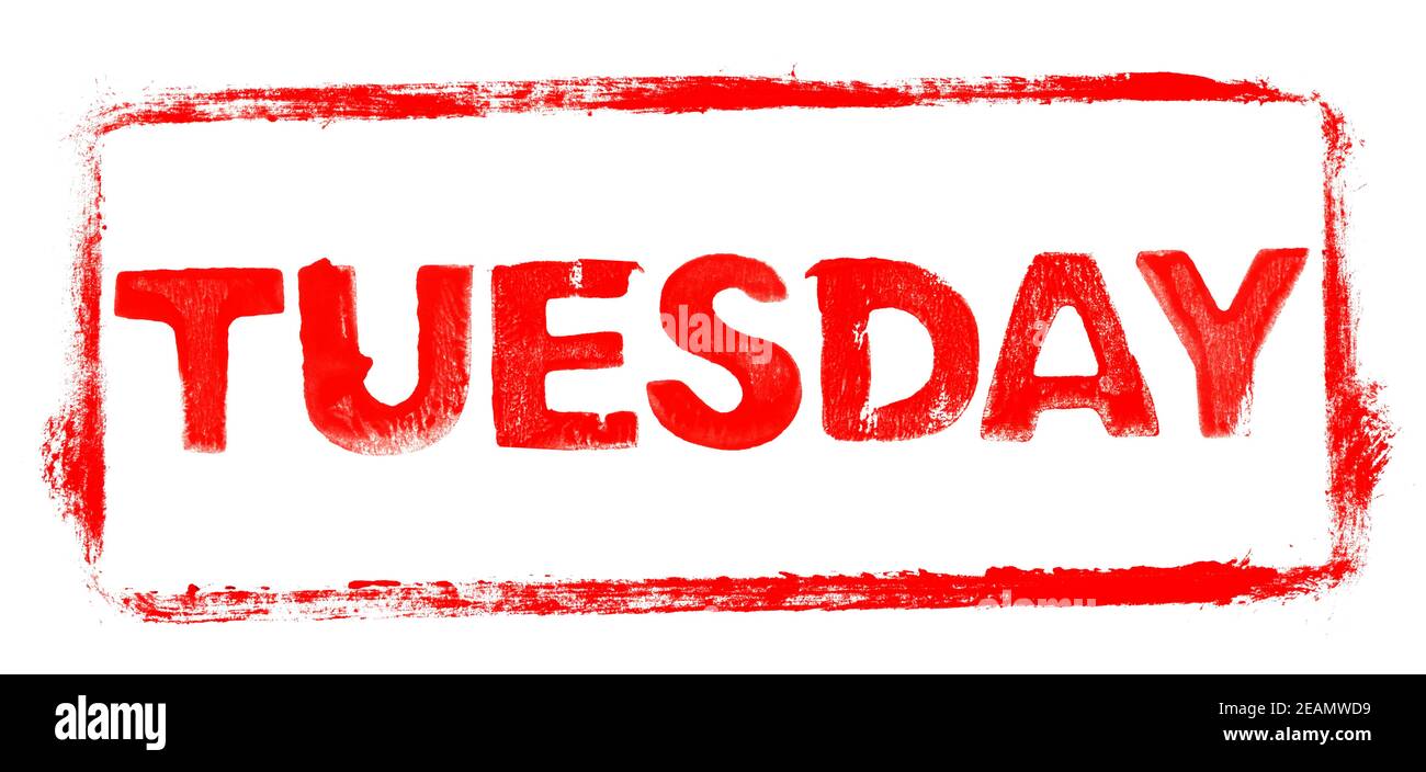 Red stencil frame: Tuesday banner Stock Photo - Alamy