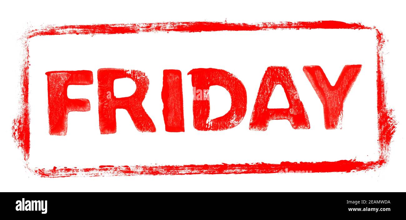 Red stencil frame: Friday banner Stock Photo - Alamy