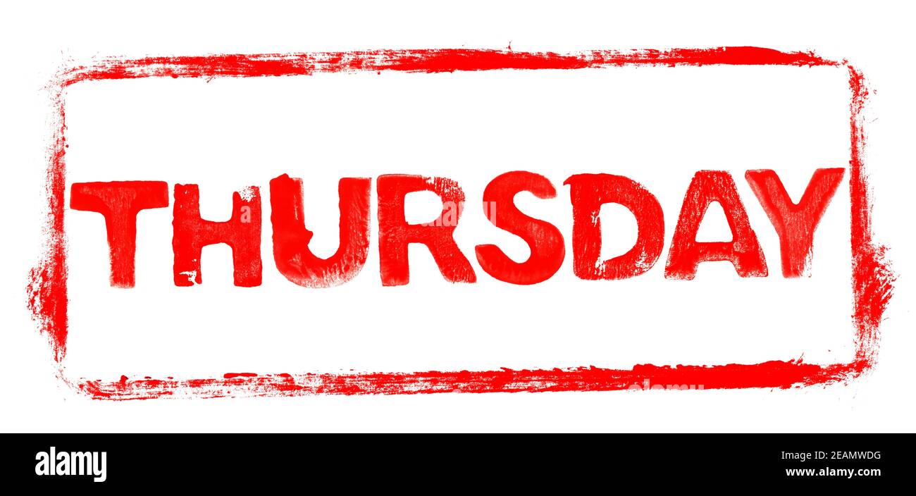 Red stencil frame: Thursday banner Stock Photo - Alamy