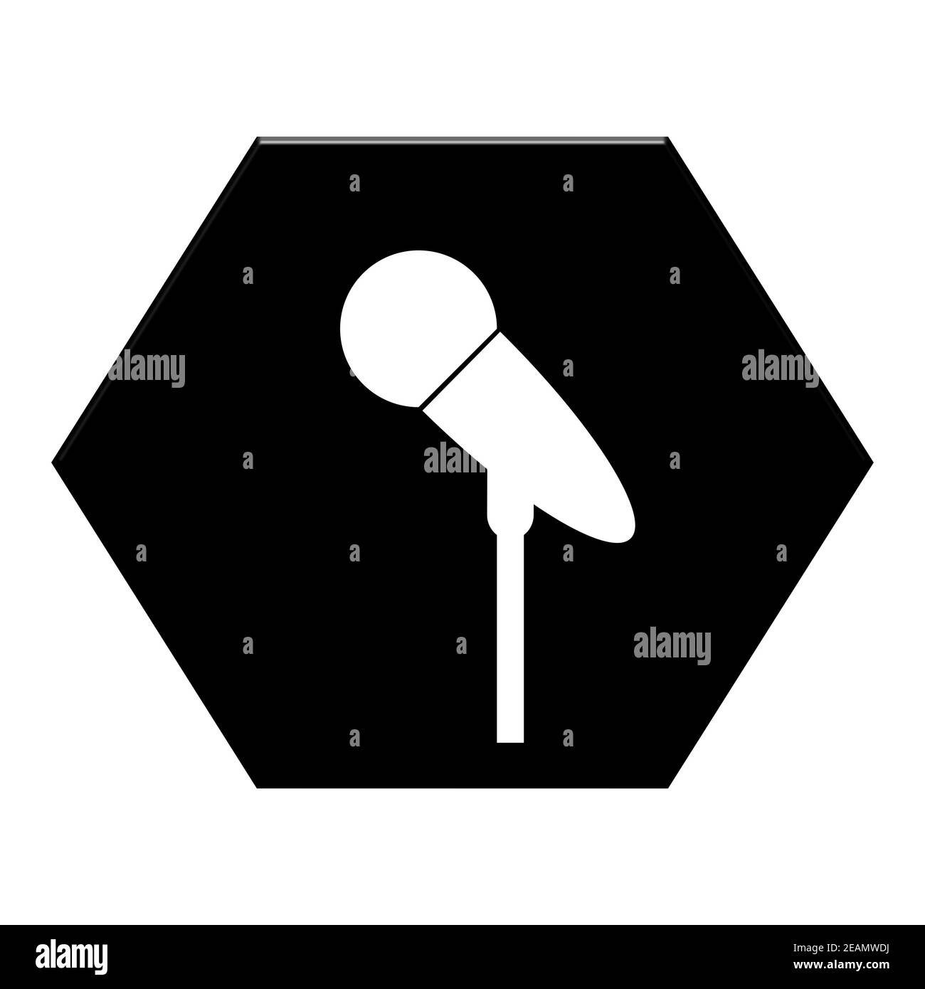 Black Hexagon Button showing Microphone, Entertainment or Concert Stock ...