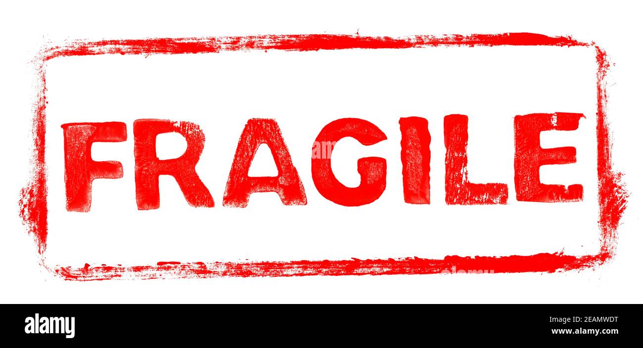 Red stencil frame: Fragile banner Stock Photo - Alamy