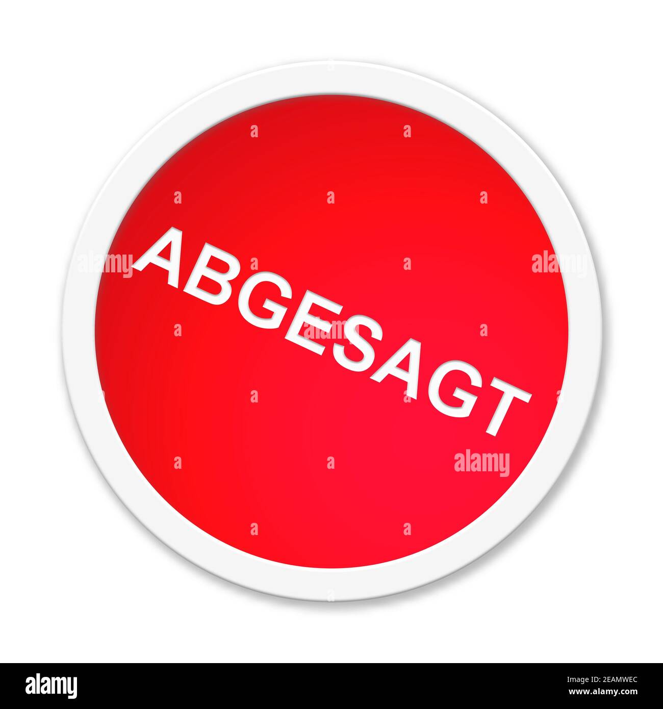 Red Button: Cancelled in german language Stock Photo - Alamy