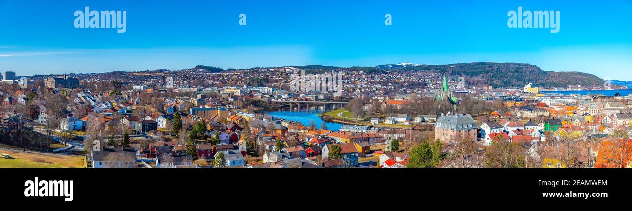 Aerial view of the historical center of Trondheim, Norway Stock Photo ...