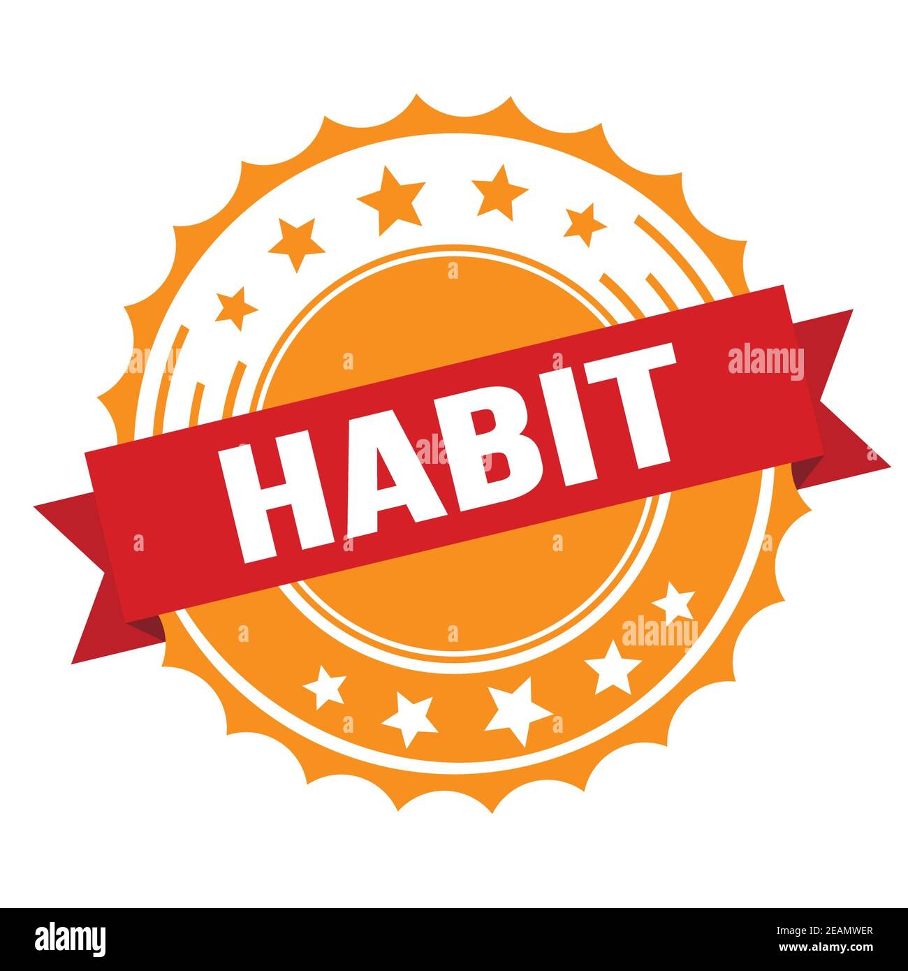 HABIT text on red orange ribbon badge stamp Stock Photo - Alamy