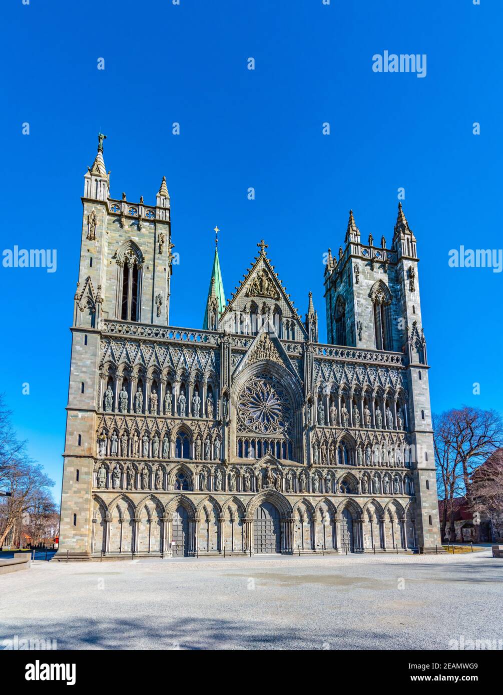 View of the main facade of Nidaros cathedral in trondheim, Norway Stock ...
