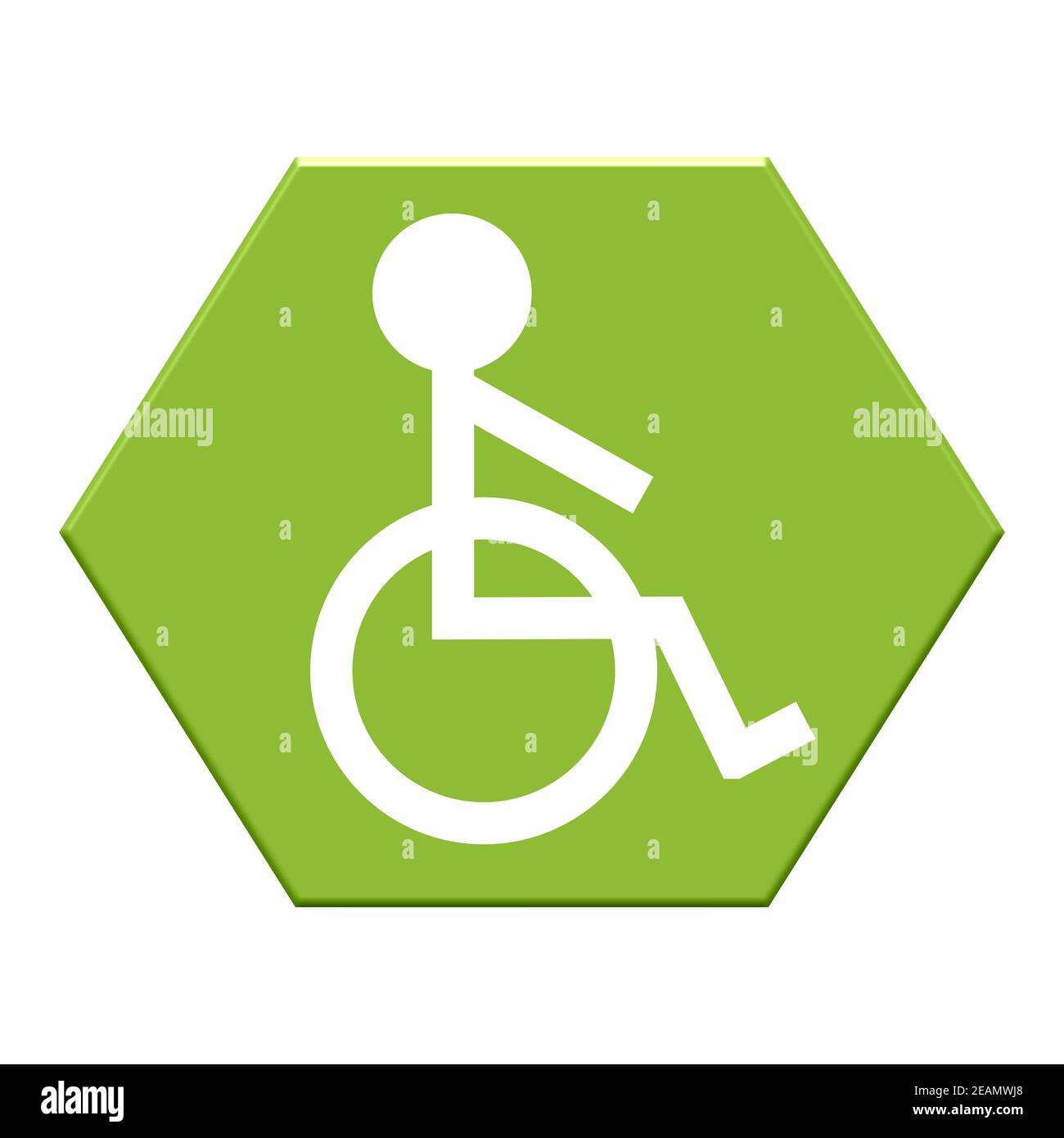Green Hexagon Button showing Wheelchair and Access Stock Photo - Alamy