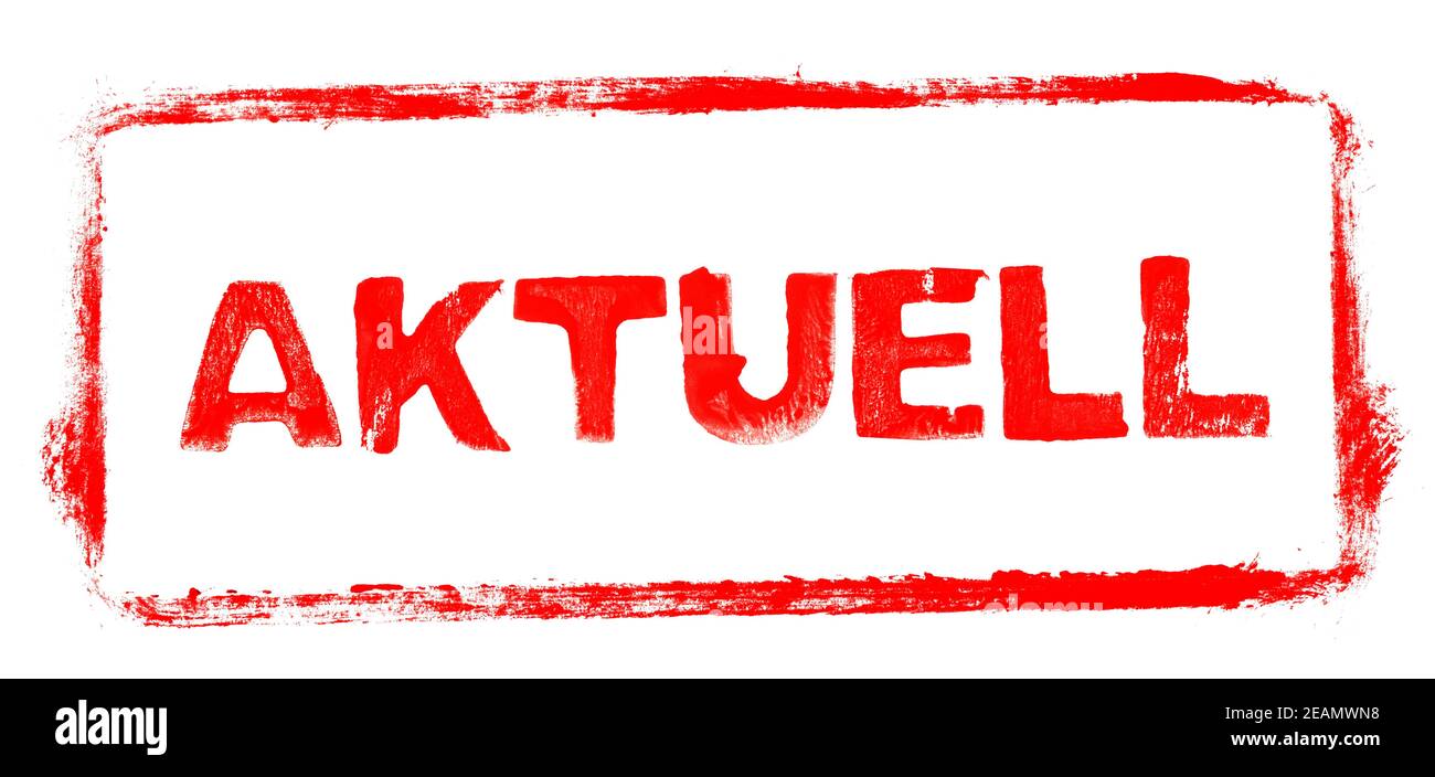 Red stencil frame: Current banner in german language Stock Photo - Alamy