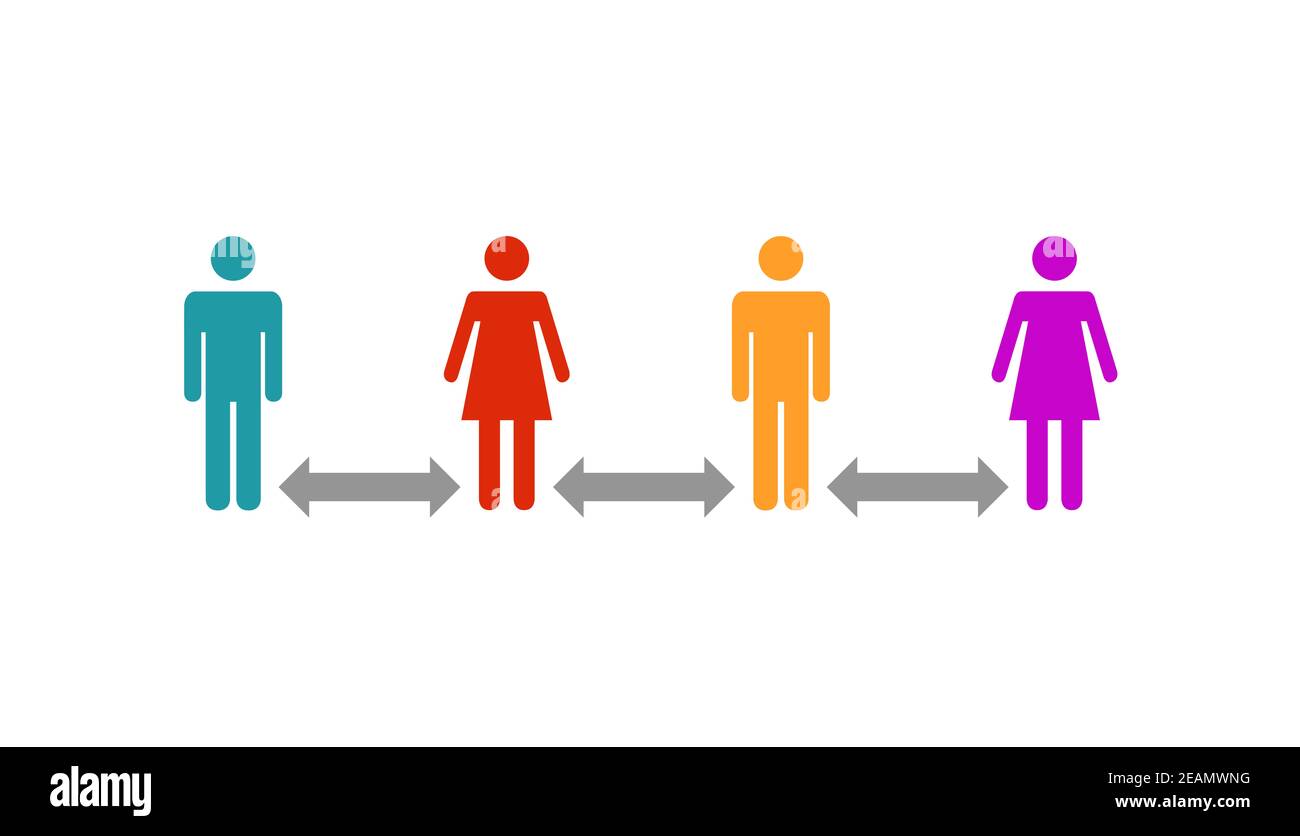 Keep your distance - People waiting in line Stock Photo - Alamy