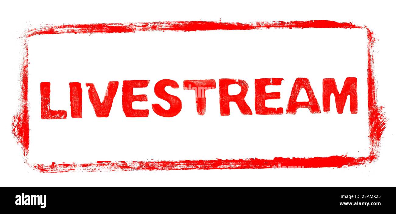 Red stencil frame: Livestream banner Stock Photo - Alamy