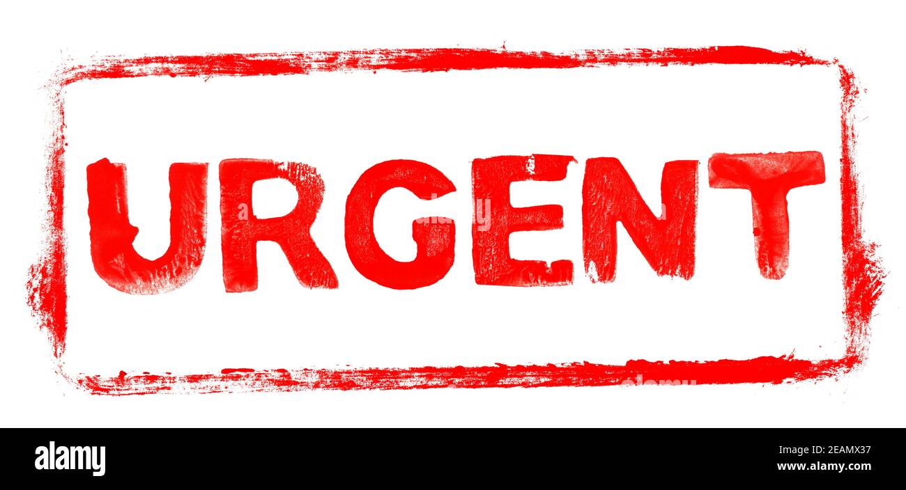 Red stencil frame: Urgent banner Stock Photo - Alamy
