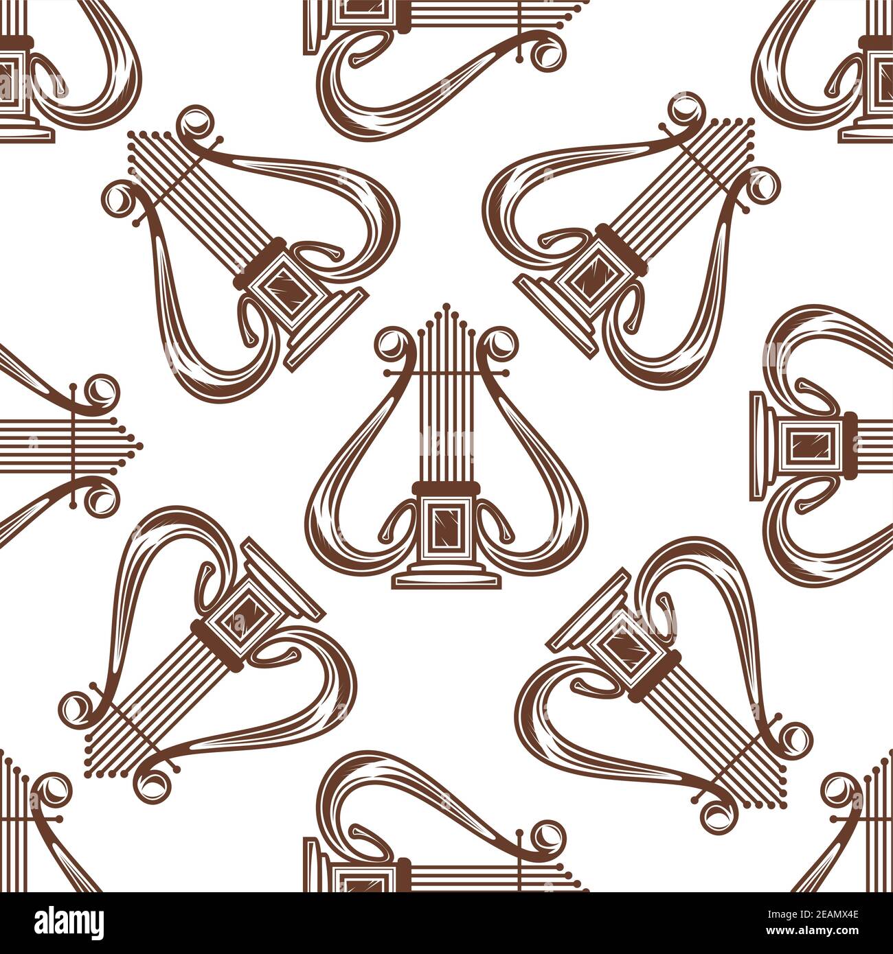 Seamless musical harp pattern suitable for music, theatre and culture ...