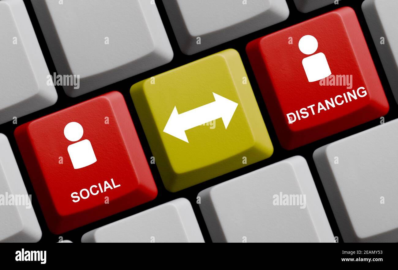 Social Distancing: Avoid social contact - Online Communication Stock ...