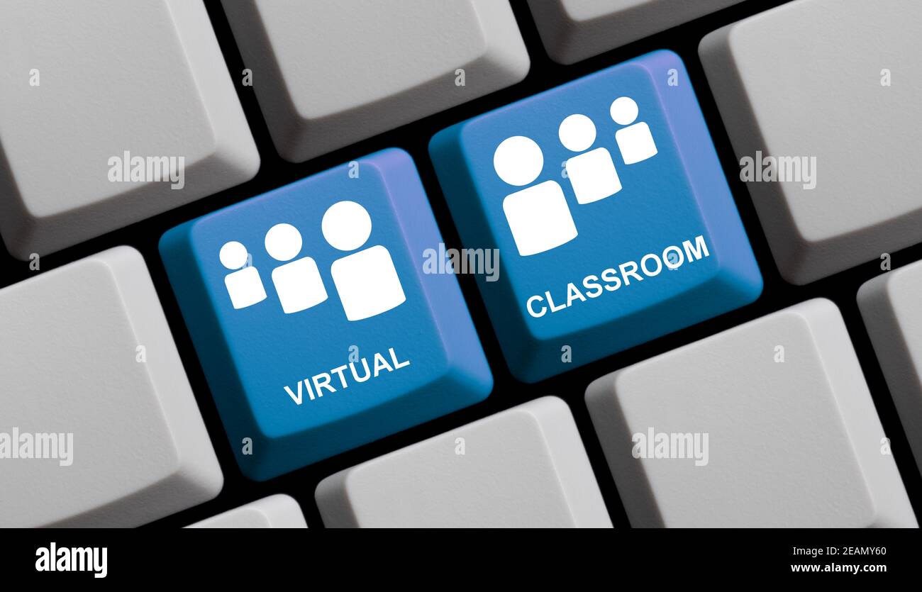 Digital Learning - E-Learning or Virtual Classroom concept on keyboard ...