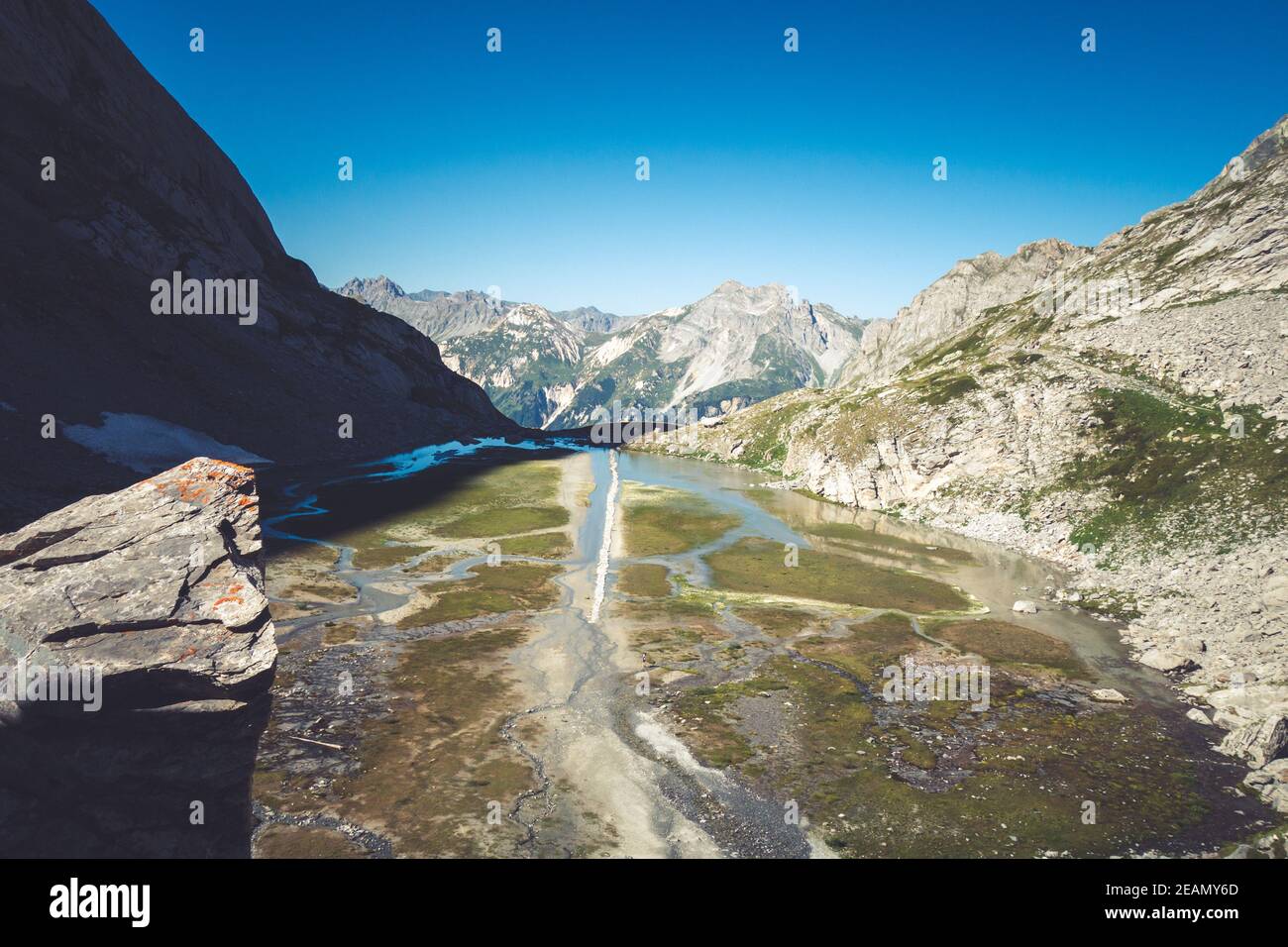 Cow lake, Lac des Vaches, in Vanoise national Park, France Stock Photo ...
