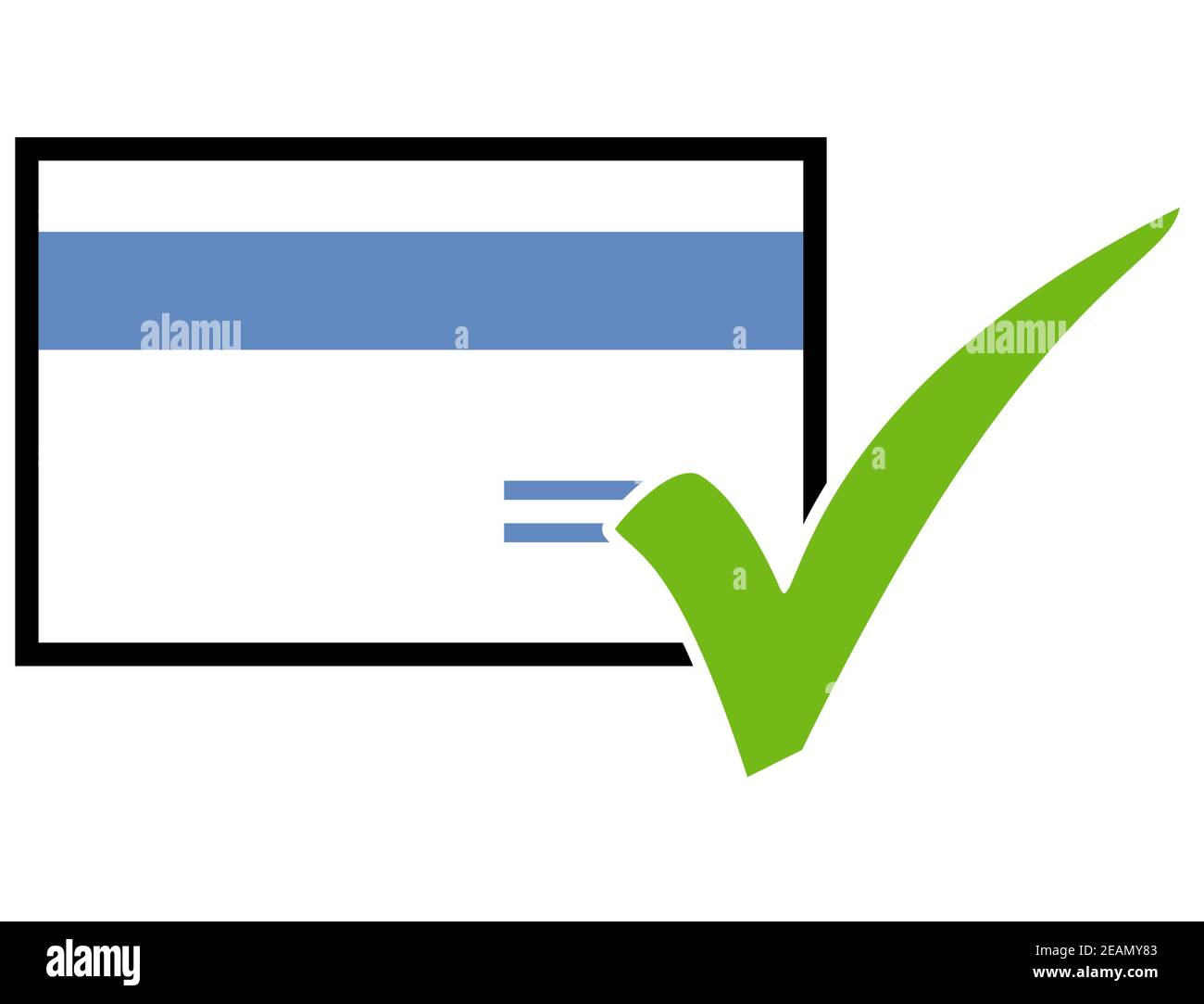 Tick symbol with credit card icon Stock Photo - Alamy