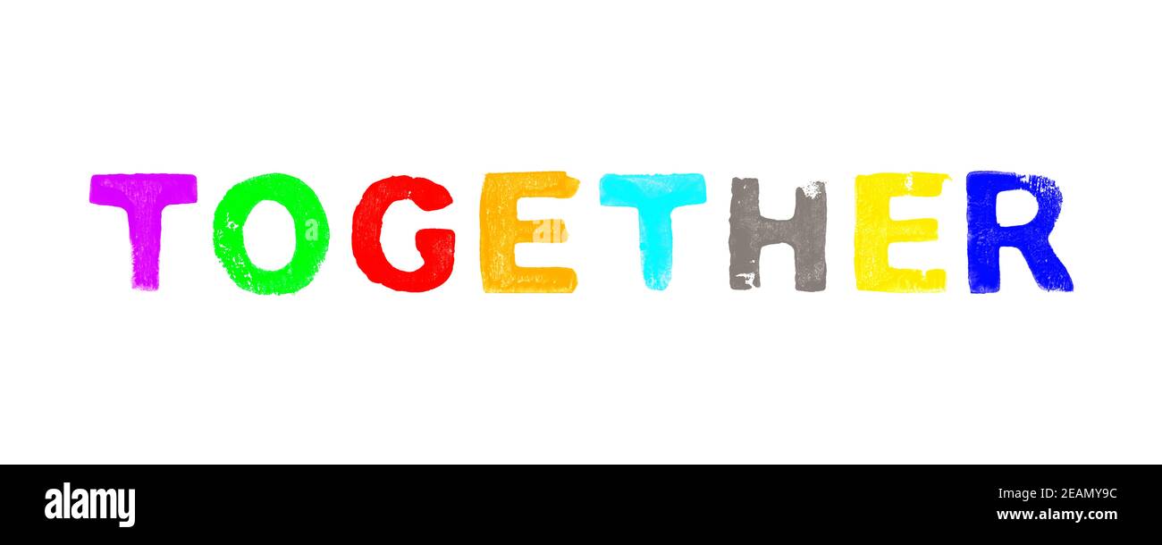 Together - Text with colorful stencil letters Stock Photo - Alamy