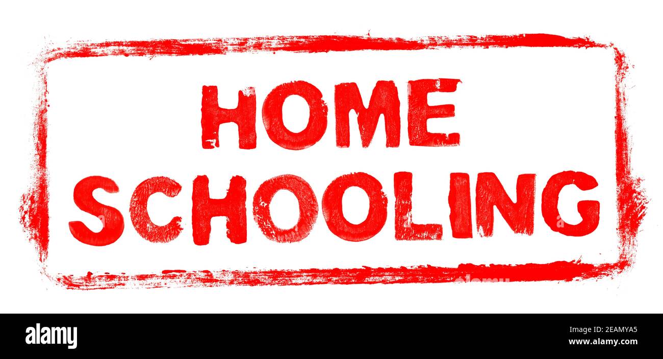 Red stencil frame: Home Schooling banner Stock Photo - Alamy