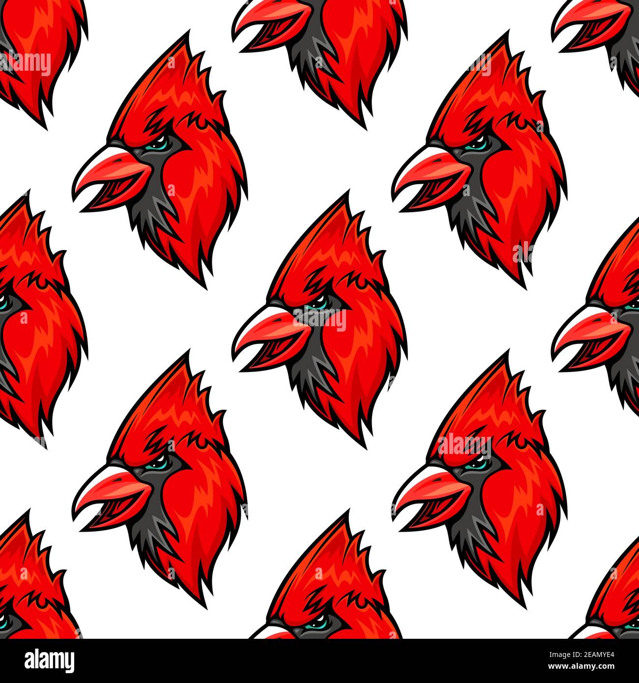 Red cardinal bird seamless pattern in cartoon style Stock Vector Image ...