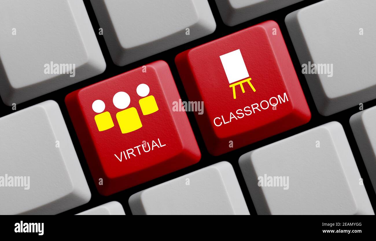 Virtual Classroom - Digital Learning Concept online 3D illustration ...