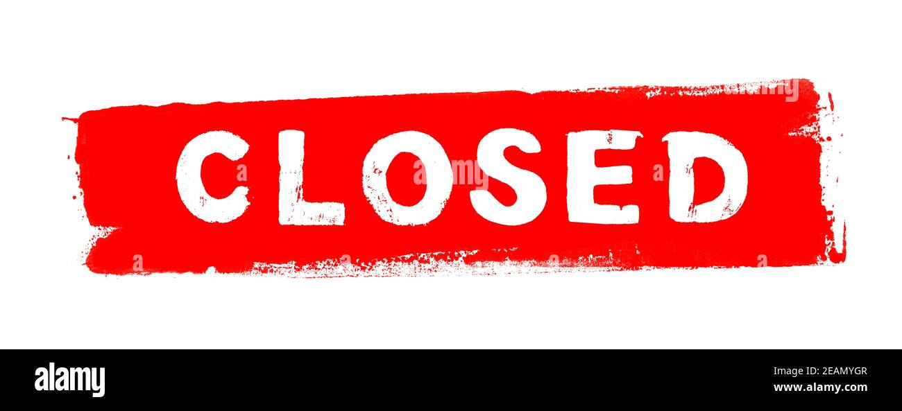 Grunge banner with red color showing: Closed Stock Photo - Alamy