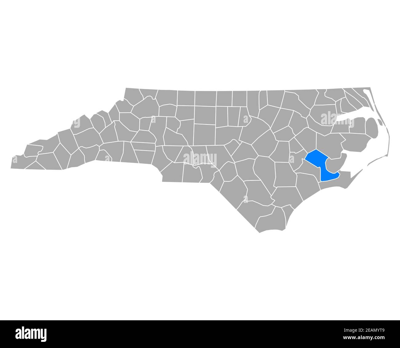 Map of Craven in North Carolina Stock Photo - Alamy