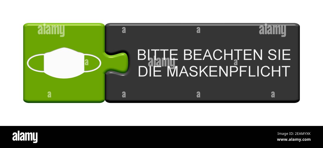 Puzzle Button: Please obey Mask Mandatory in german language Stock ...