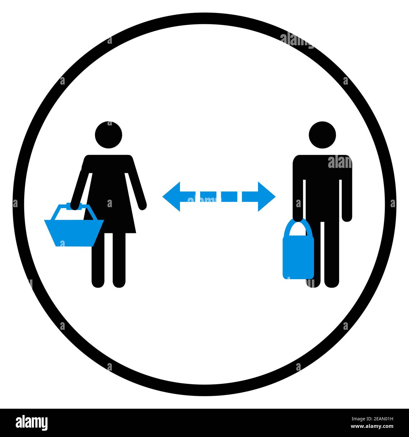 Two people shopping with distance - Black blue Stock Photo - Alamy