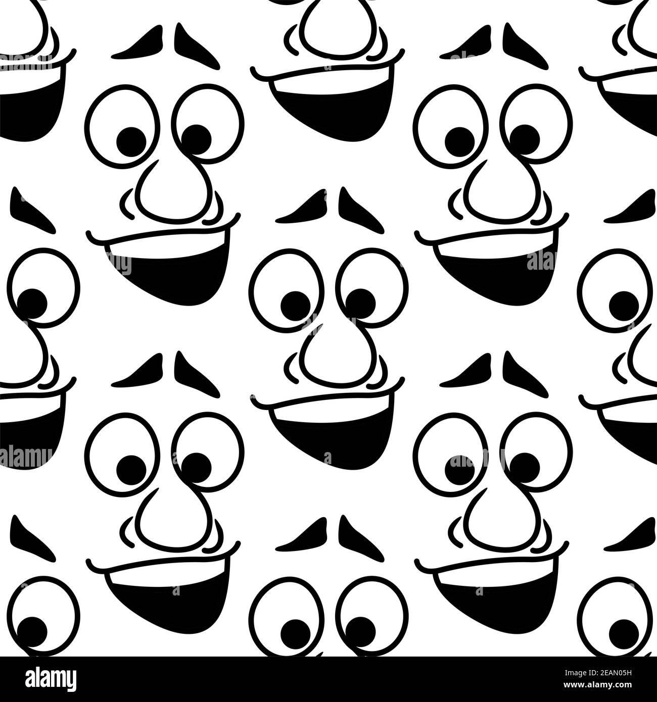 Seamless background pattern of a repeat of cartoon happy funny faces ...