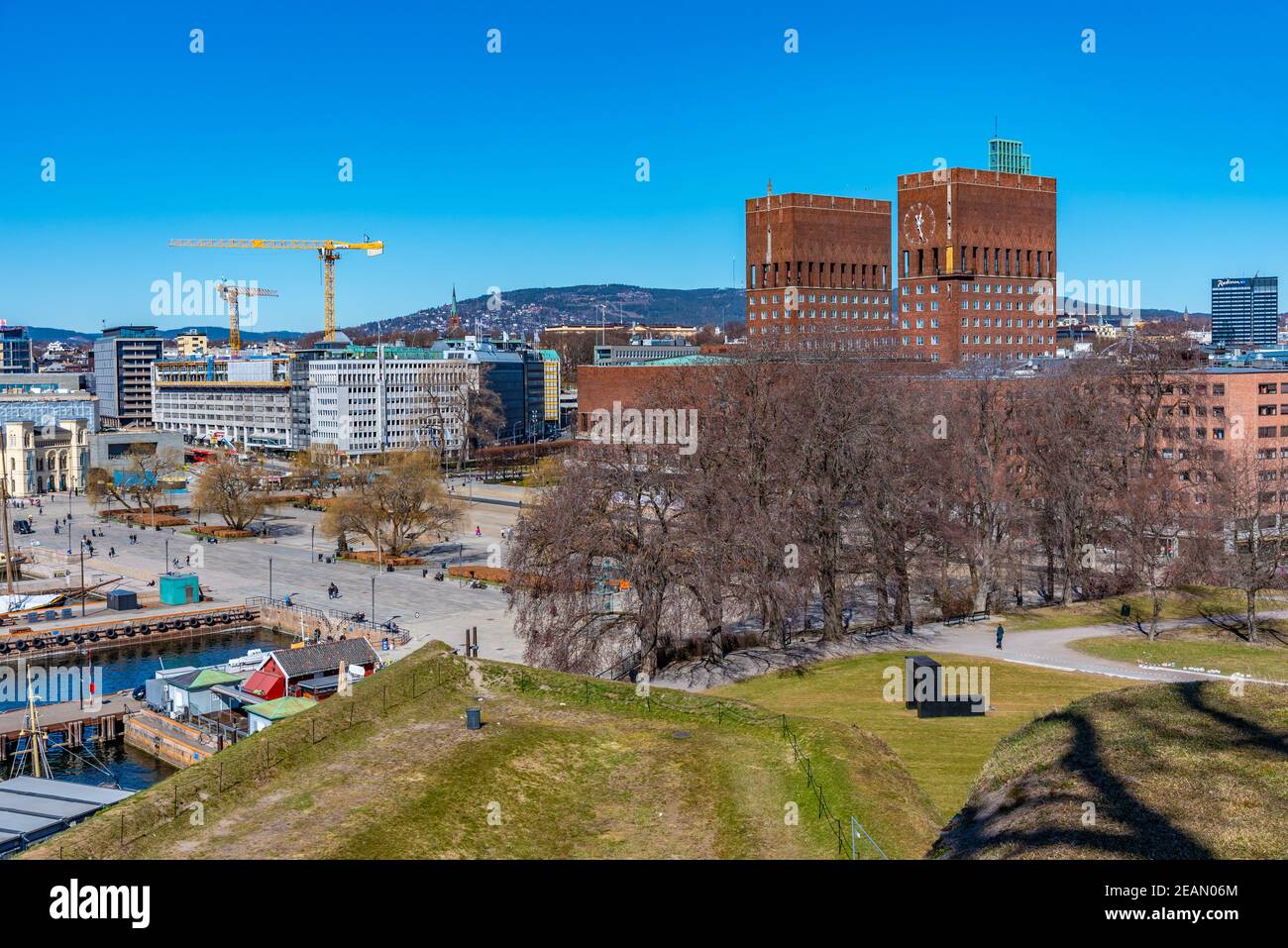 Town hall in oslo viewed from Akershus fort, Norway Stock Photo - Alamy