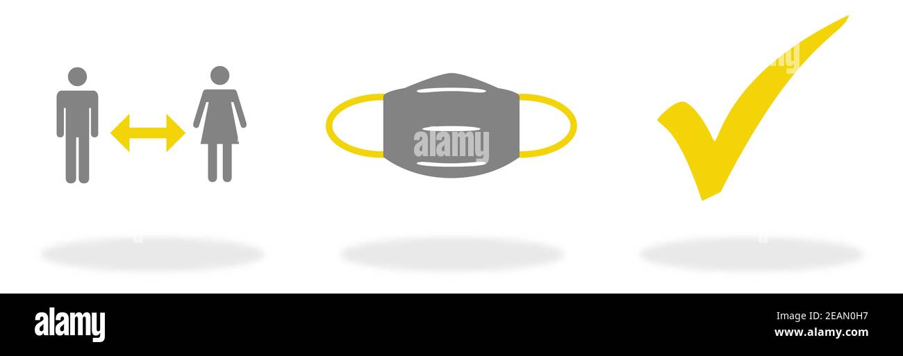 Keep your distance and wear a mask for protection - Grey yellow ...