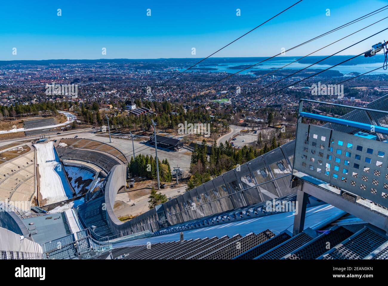 Oslo viewed from Holmenkollen ski jump stadium in Oslo, Norway Stock ...