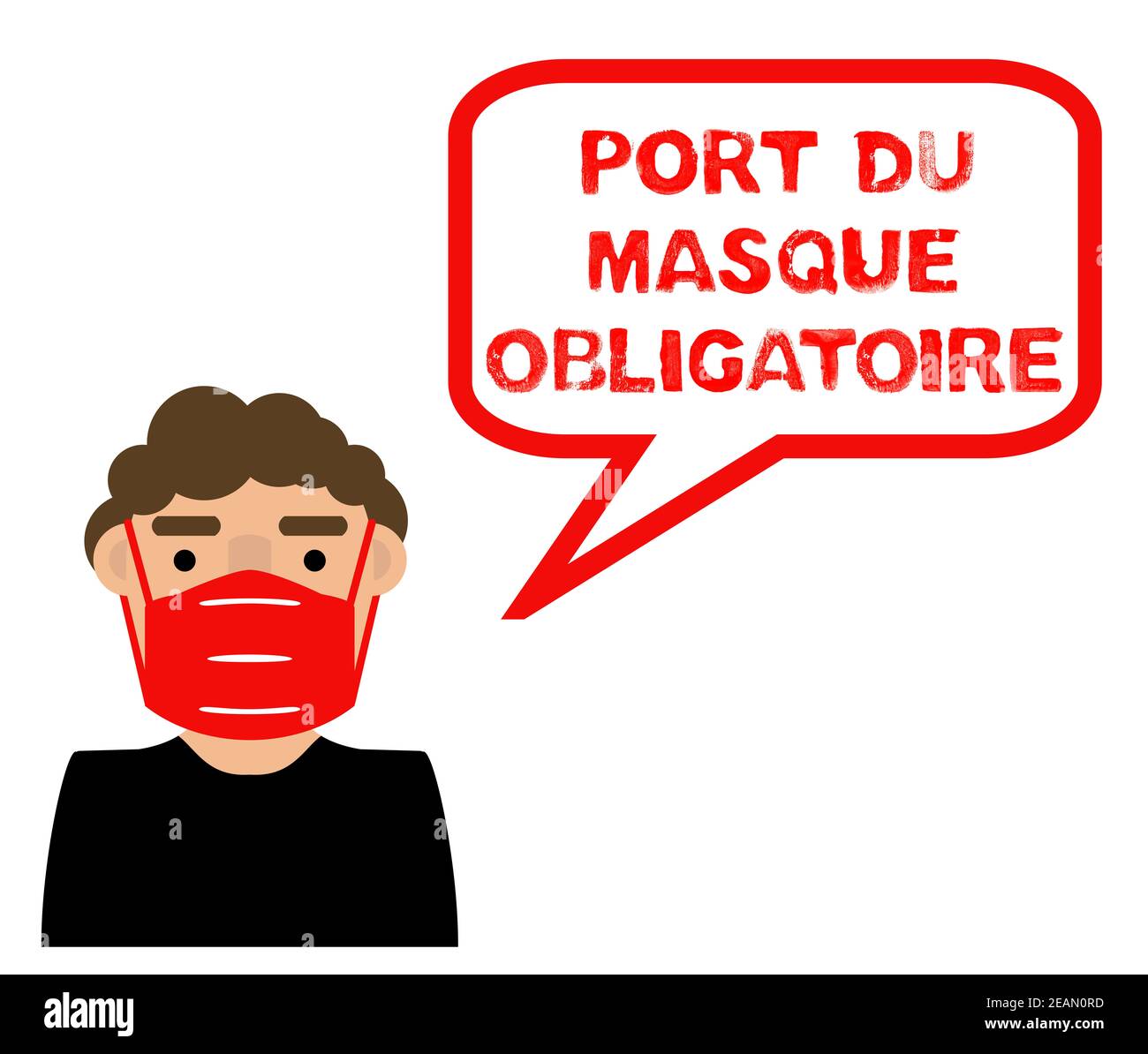 Illustration of man wearing a red coronavirus Mask saying: Wearing a ...