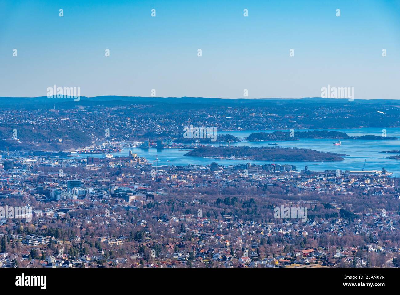 Aerial view of Oslo from Holmenkollen ski jump, Oslo, Norway Stock ...