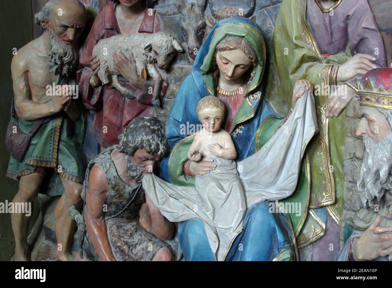 Nativity Scene, Adoration of the shepherds Stock Photo - Alamy