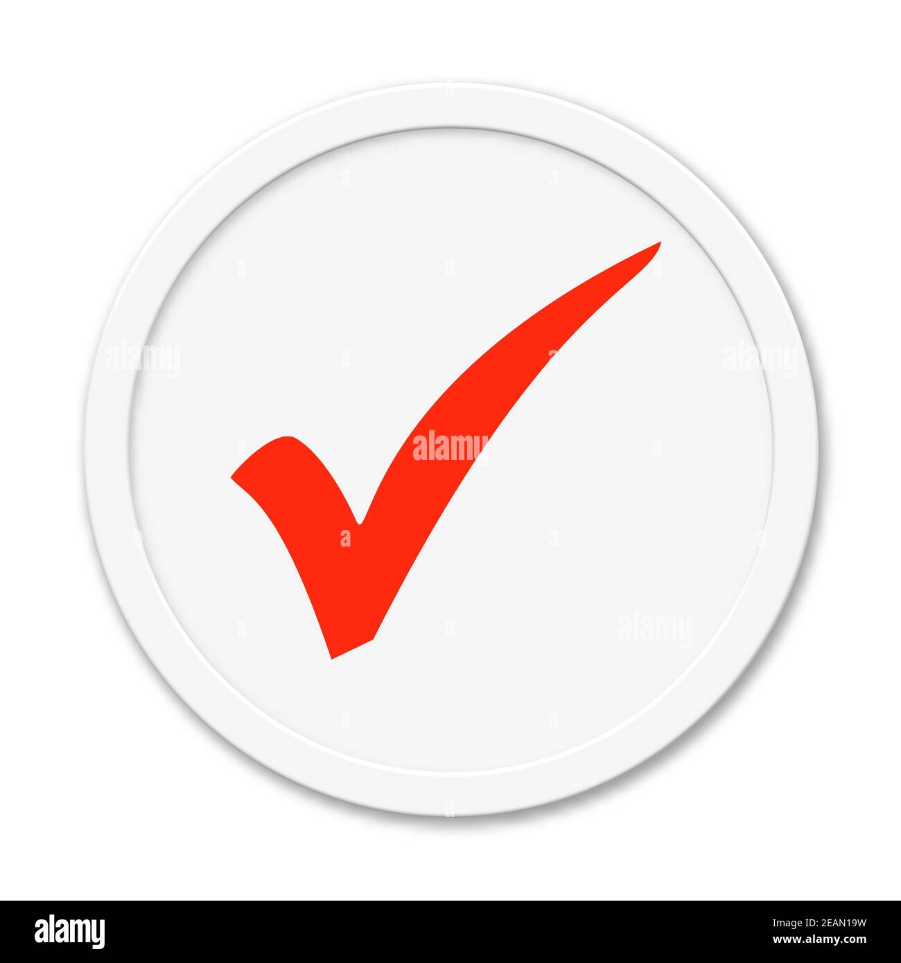 Round Button showing Red check mark Stock Photo - Alamy