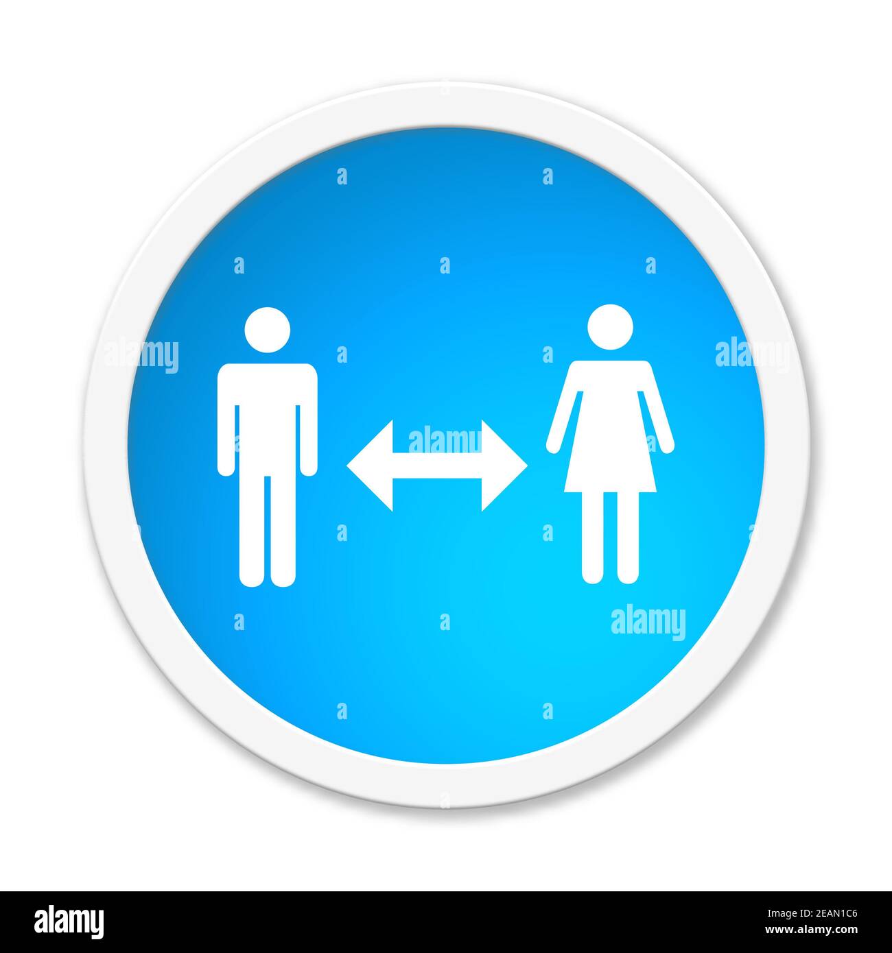 Light Blue Button: Keeping Distance between 2 people Stock Photo - Alamy