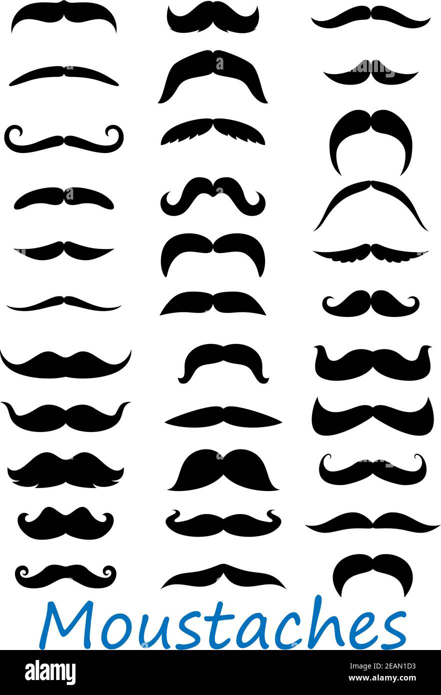 Moustache icons set isolated on white background. Suitable for barbery ...