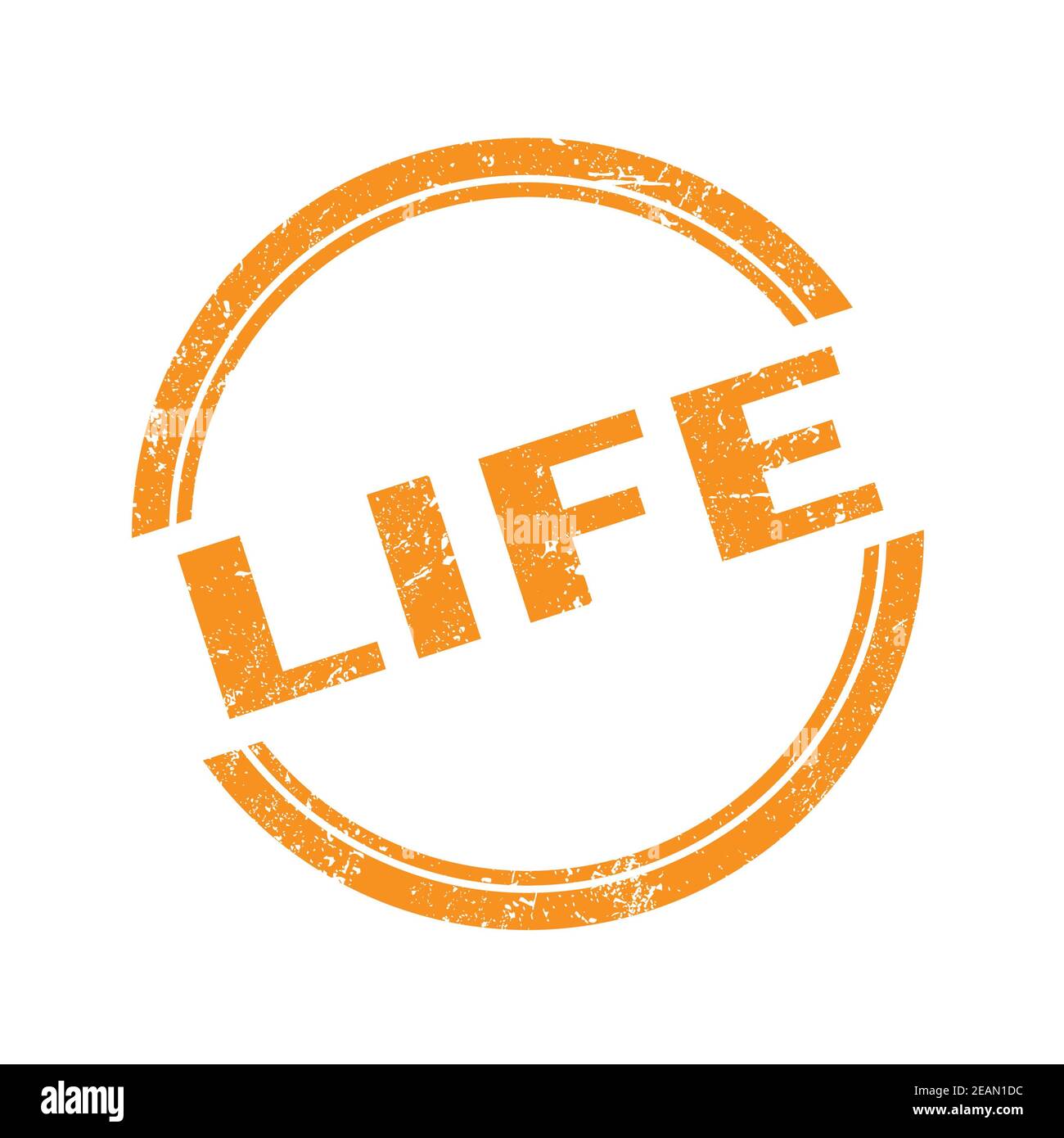 LIFE text written on orange grungy vintage round stamp Stock Photo - Alamy