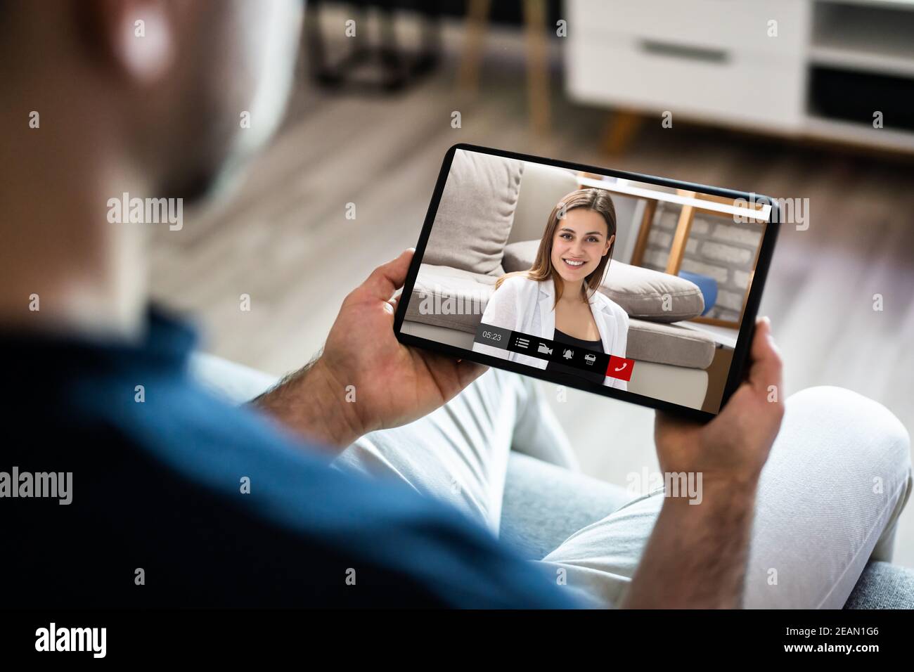 Young man video call chat hi-res stock photography and images - Alamy