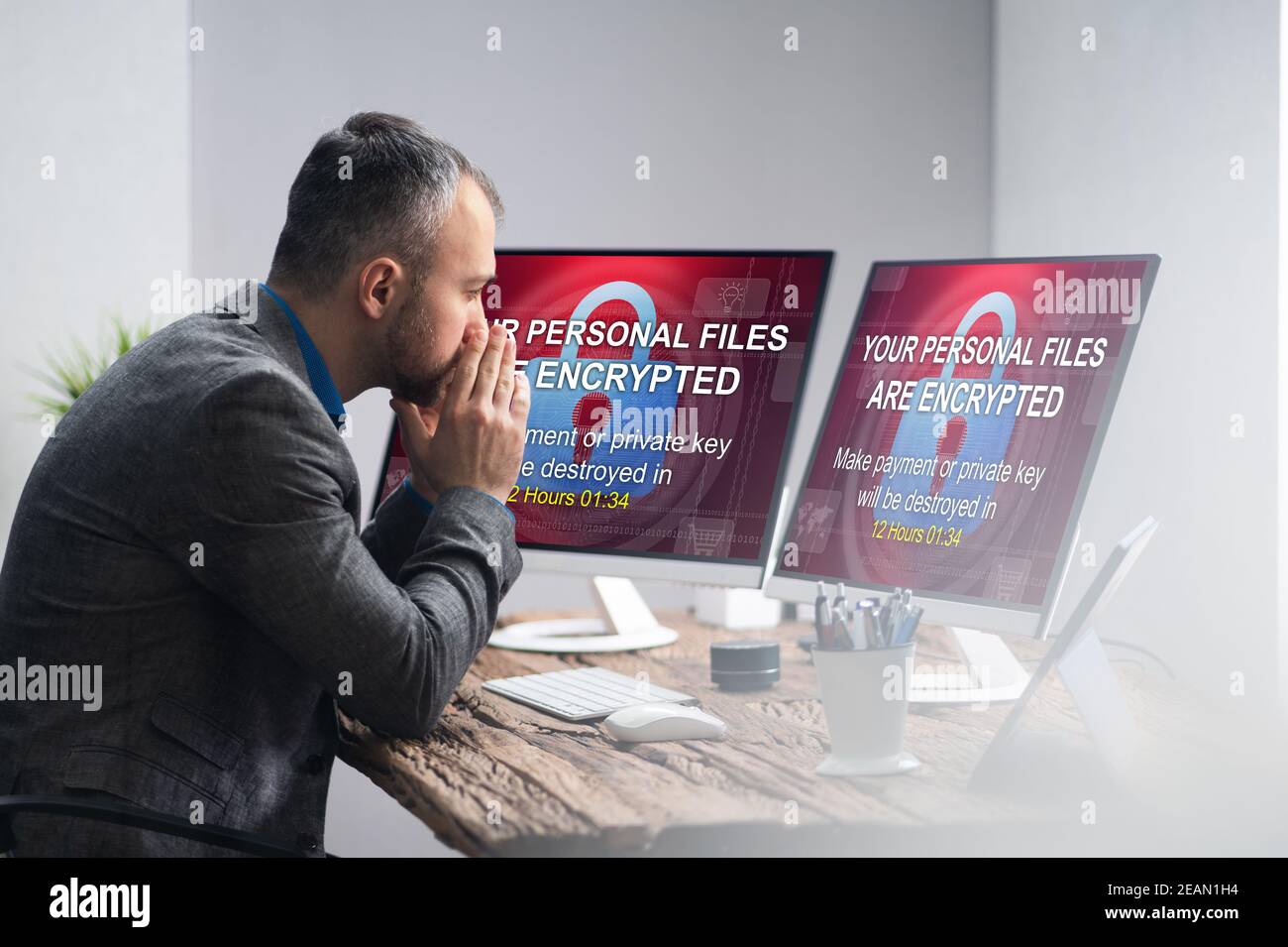 Encrypted Files And Data Cyber Attack Stock Photo - Alamy