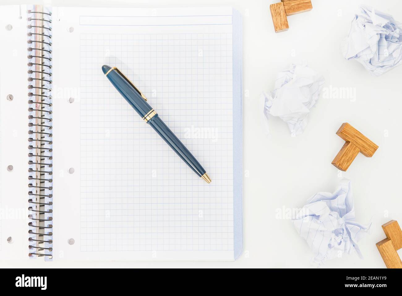 Puzzle, pencil, notebook and crumpled paper Stock Photo - Alamy